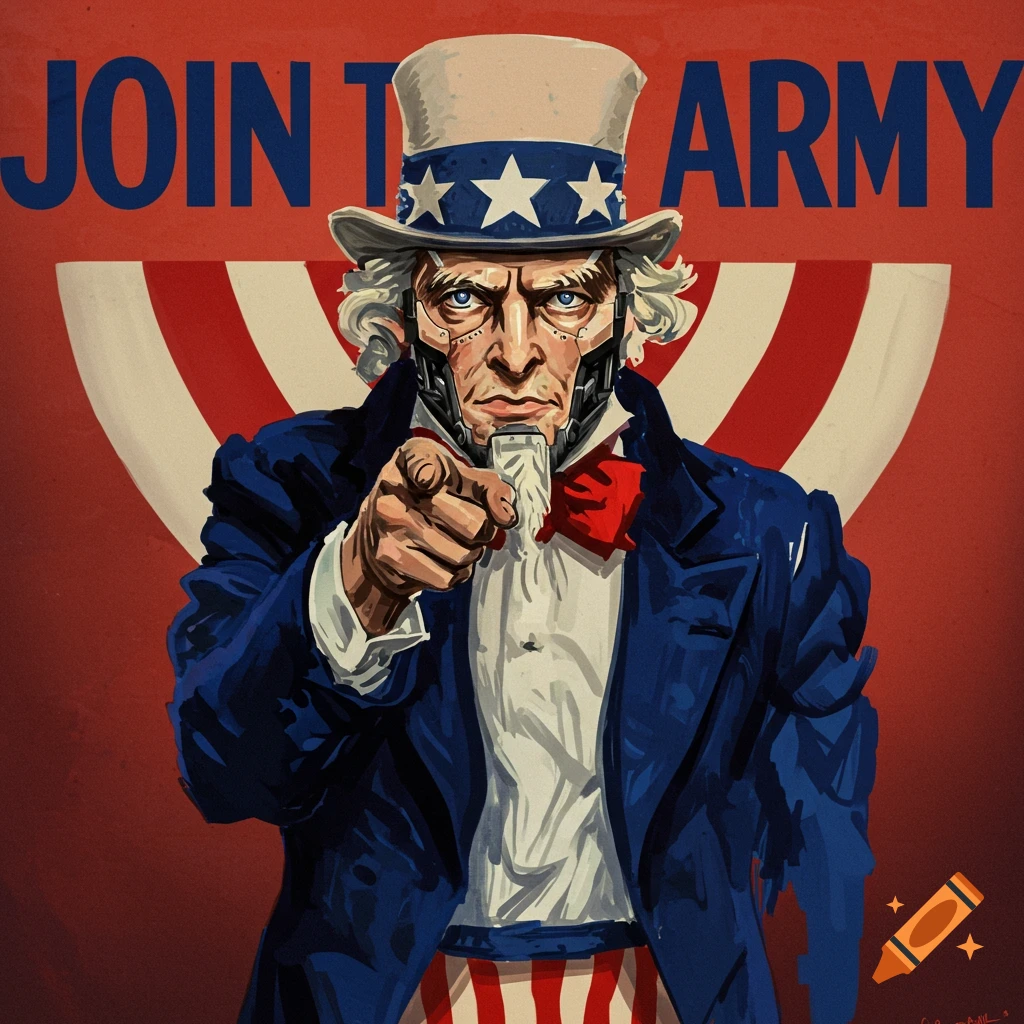 Robot Uncle Sam pointing on Craiyon