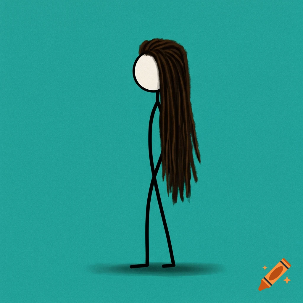 A black and white stick figure drawing of a bearded figure with a leafy ...