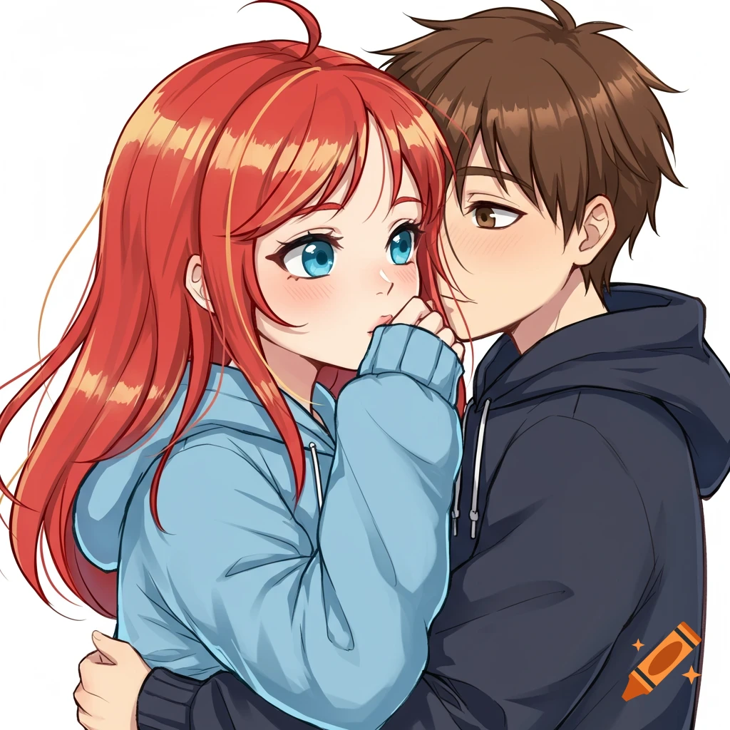 Anime couple hugging closely on Craiyon