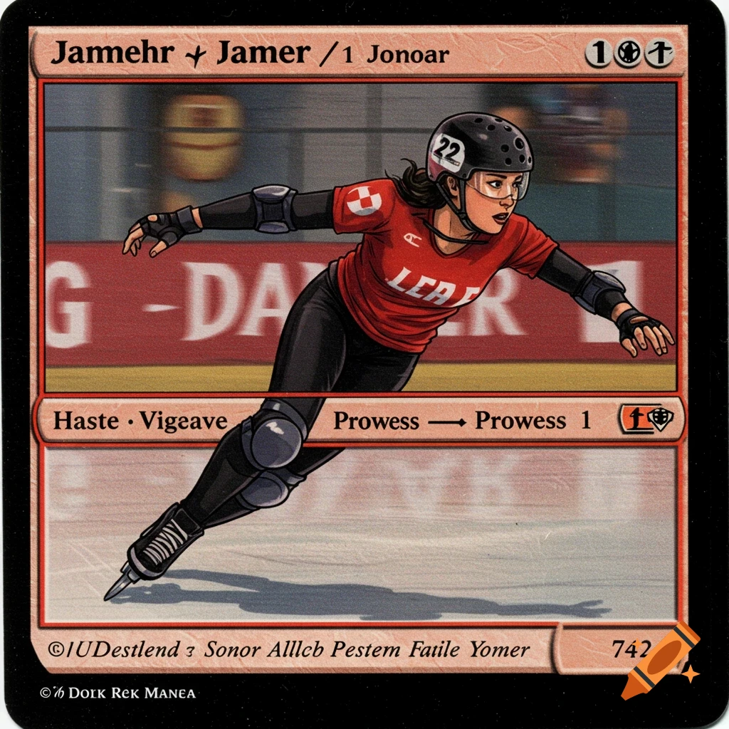 Magic the Gathering card featuring a skater in red with haste and ...