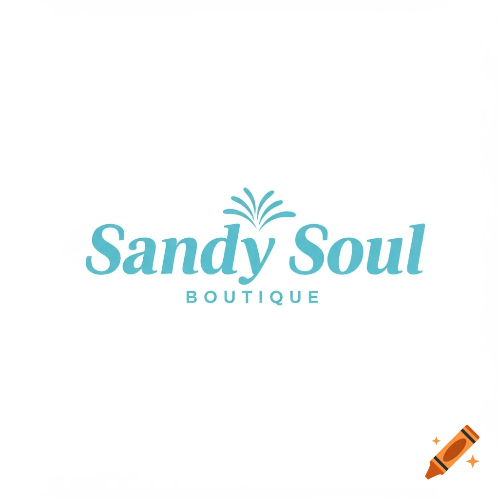 Logo for Sandy Soul Boutique in aqua blue script with text BOUTIQUE ...