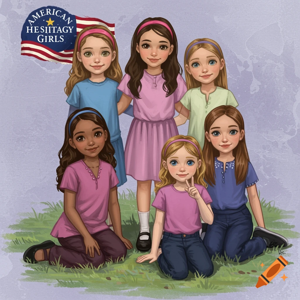 American Heritage Girls volunteering and serving on Craiyon