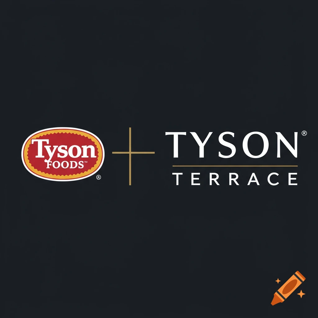 Cartoon image of a chicken factory with Tyson logo and chickens on a ...