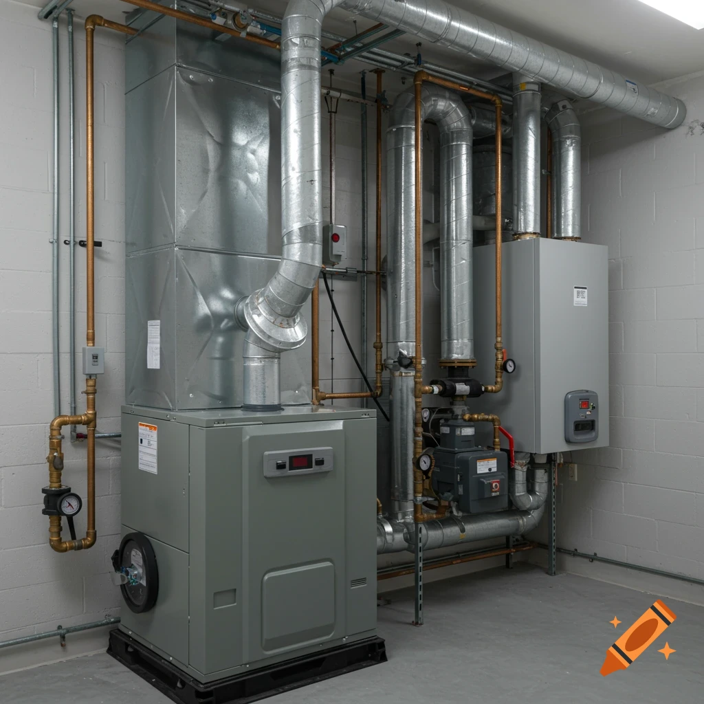Industrial water treatment system with pipes, pumps, and tanks in a ...