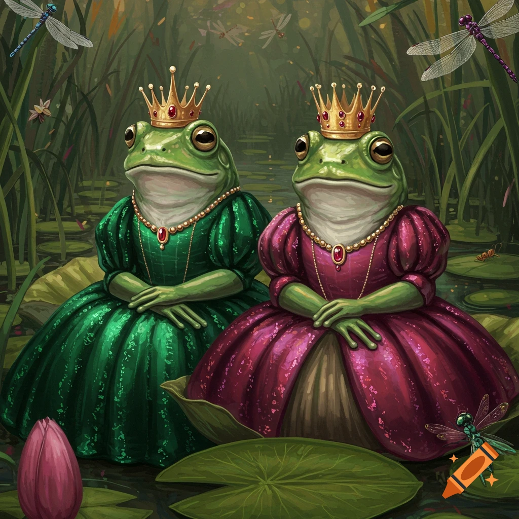 Two frog queens on Craiyon