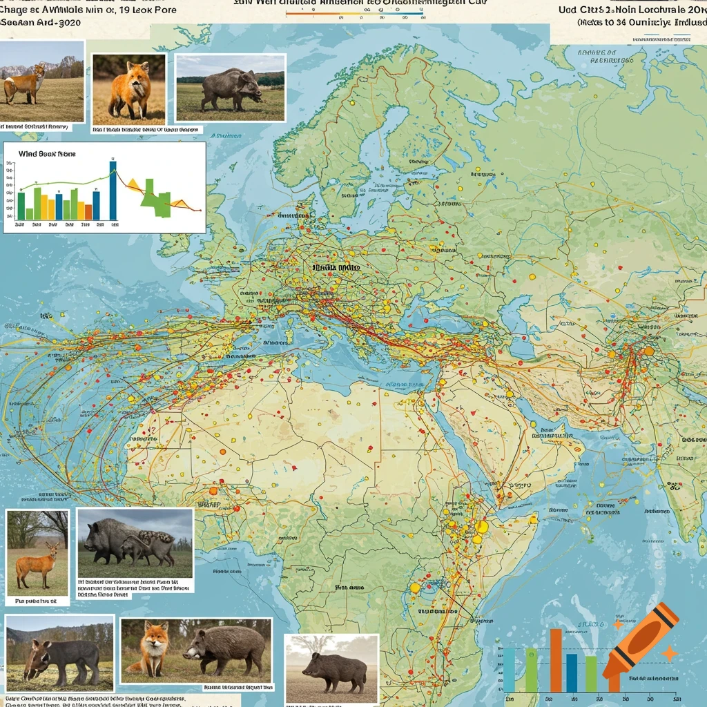 Wildlife movement map during COVID-19 lockdown on Craiyon