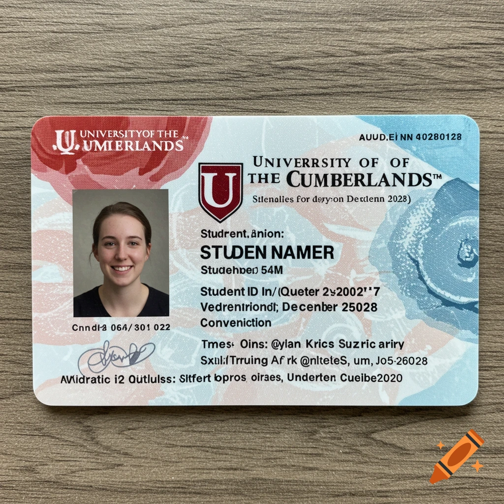 University of the Cumberlands Student ID card, expiring December 2028 ...