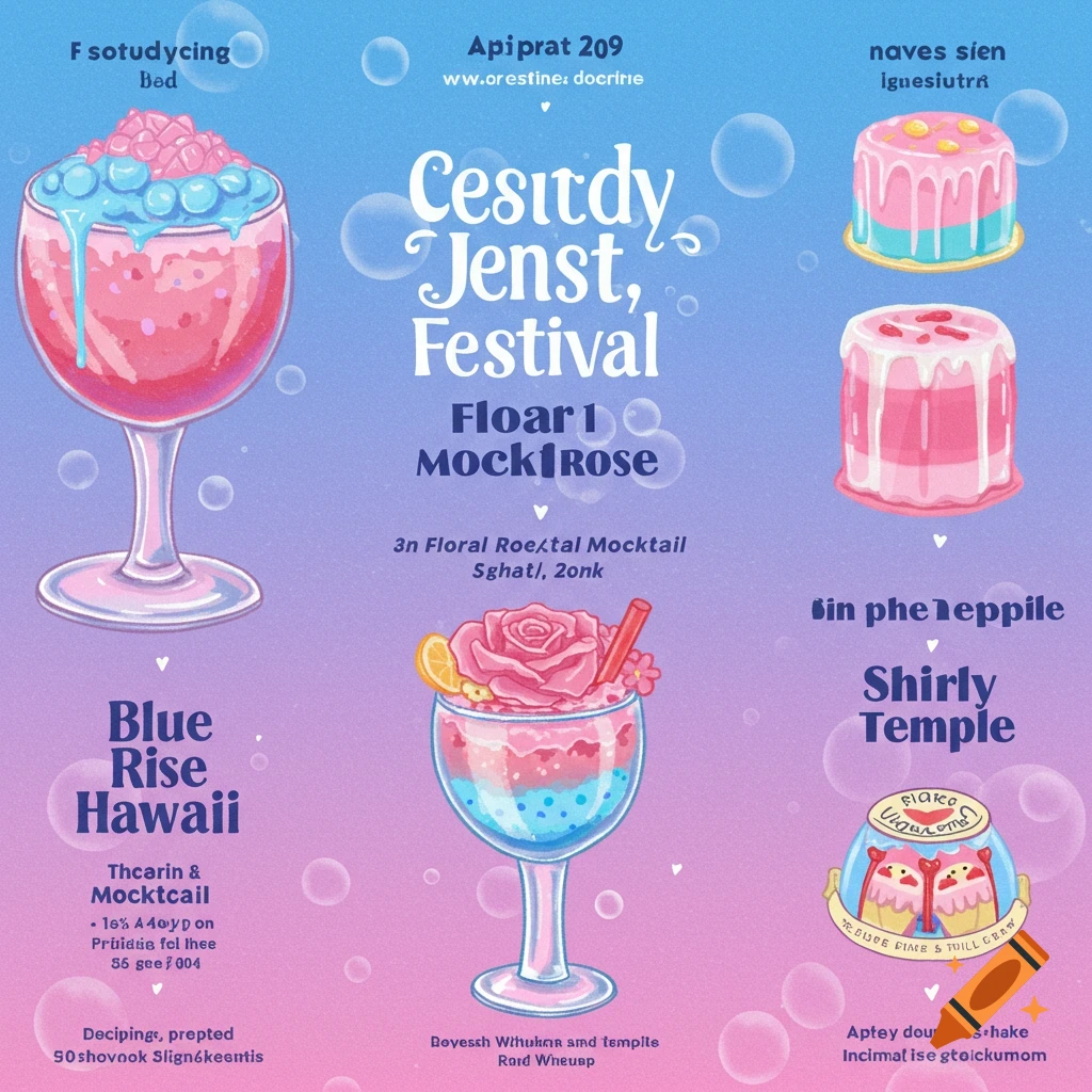 Art candy festival poster featuring Blue Hawaii, Floral Rose, and ...