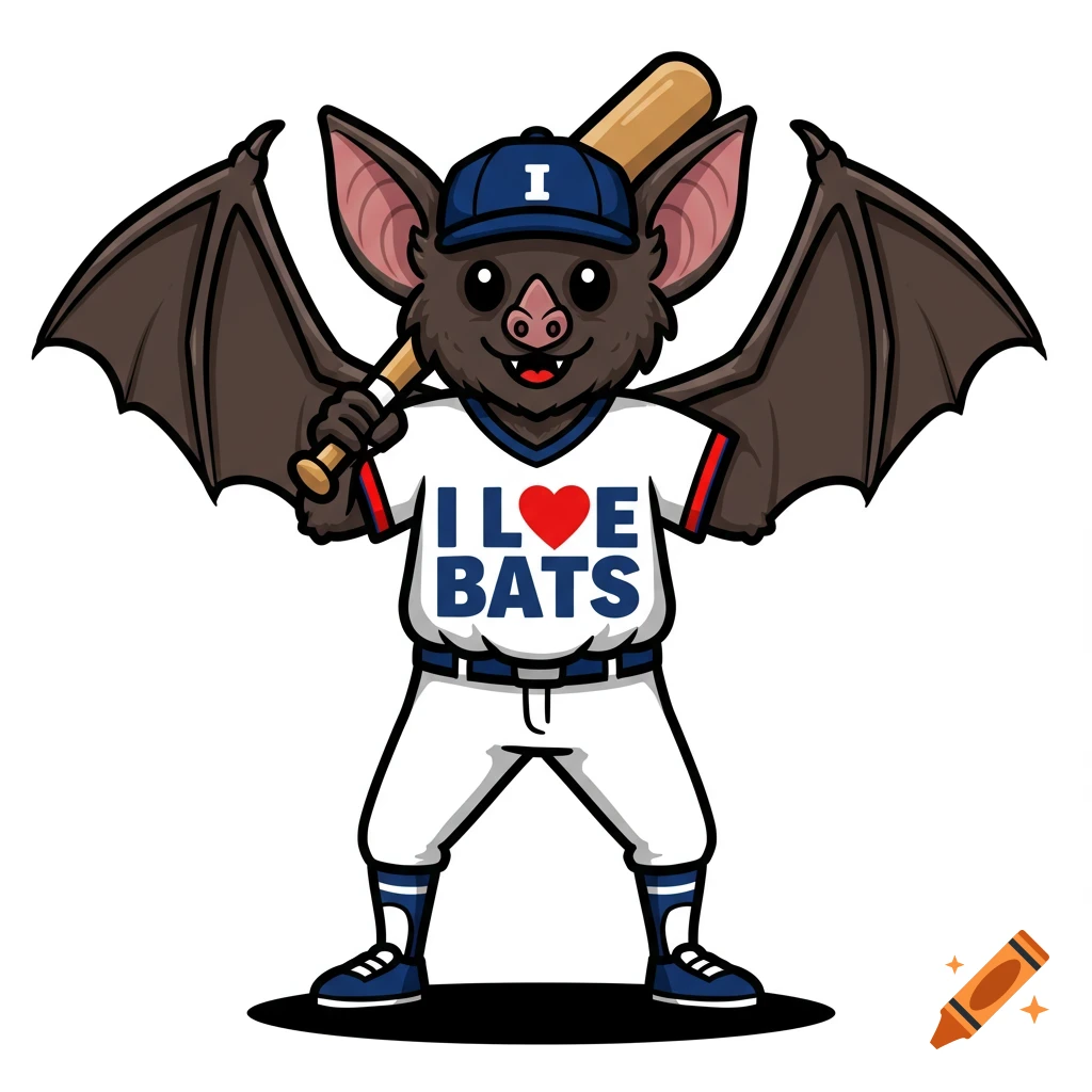 Bat in baseball uniform logo with bat and text on Craiyon