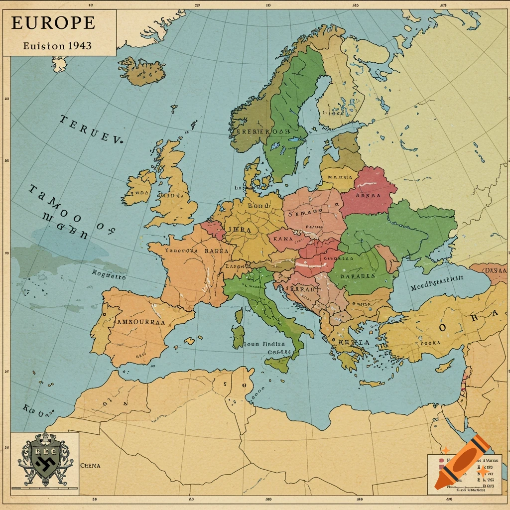 Map of Europe in 1943 on Craiyon