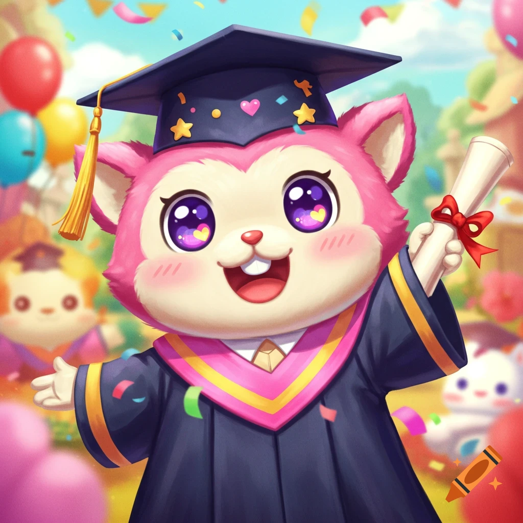 Cartoon character Strawberry Shortcake in graduation cap and gown ...