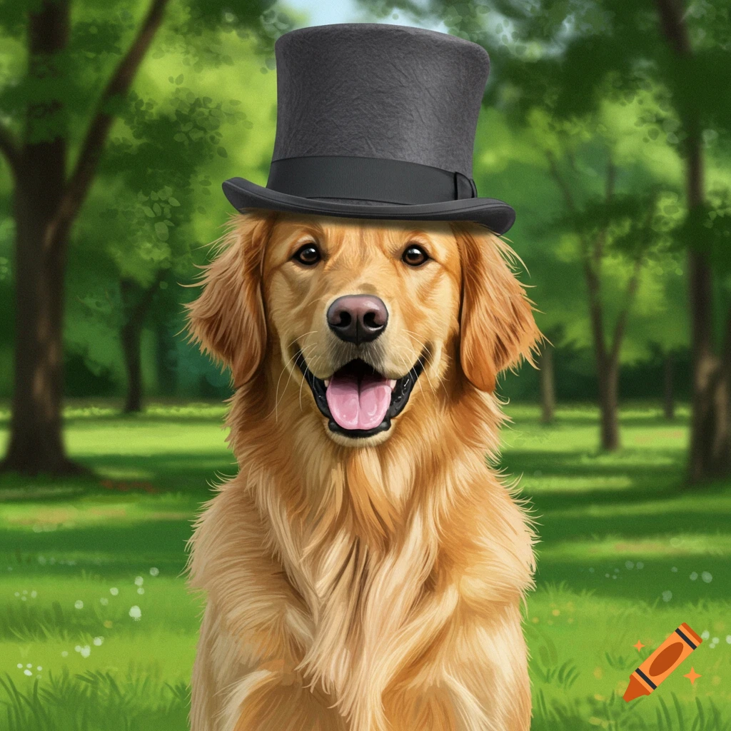 Dog wearing a top hat on Craiyon