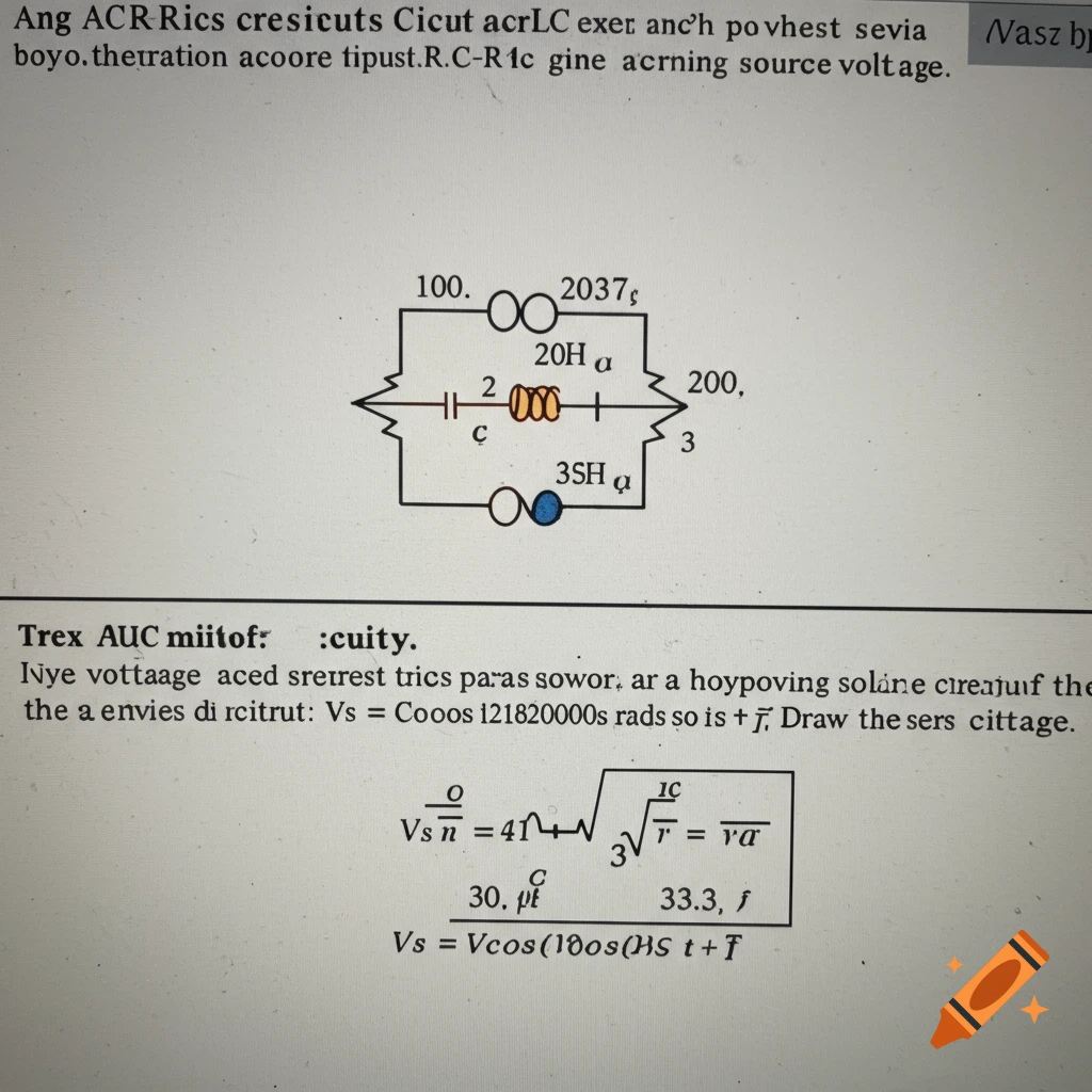 AC RLC series circuit diagram on Craiyon