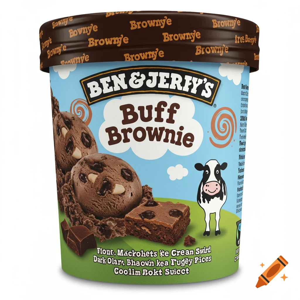 Ben and Jerry's Buff Brownie ice cream pint on Craiyon