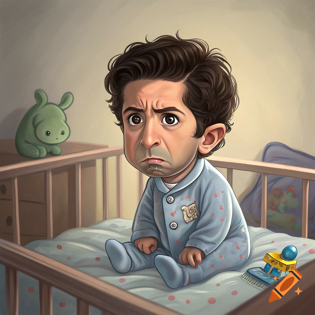 Ross Geller from Friends as a mean baby, realistic style on Craiyon