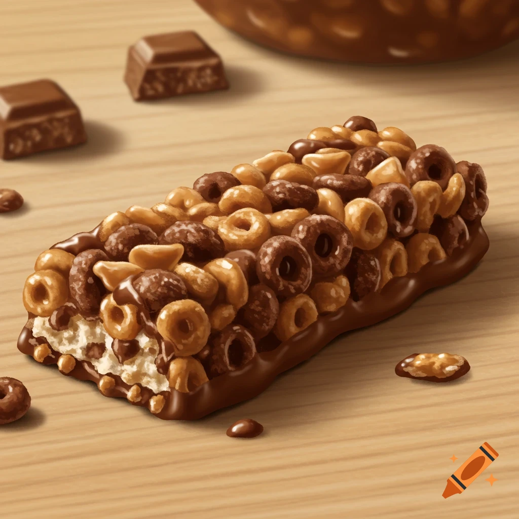 Chocolate flavored cereal bar on Craiyon