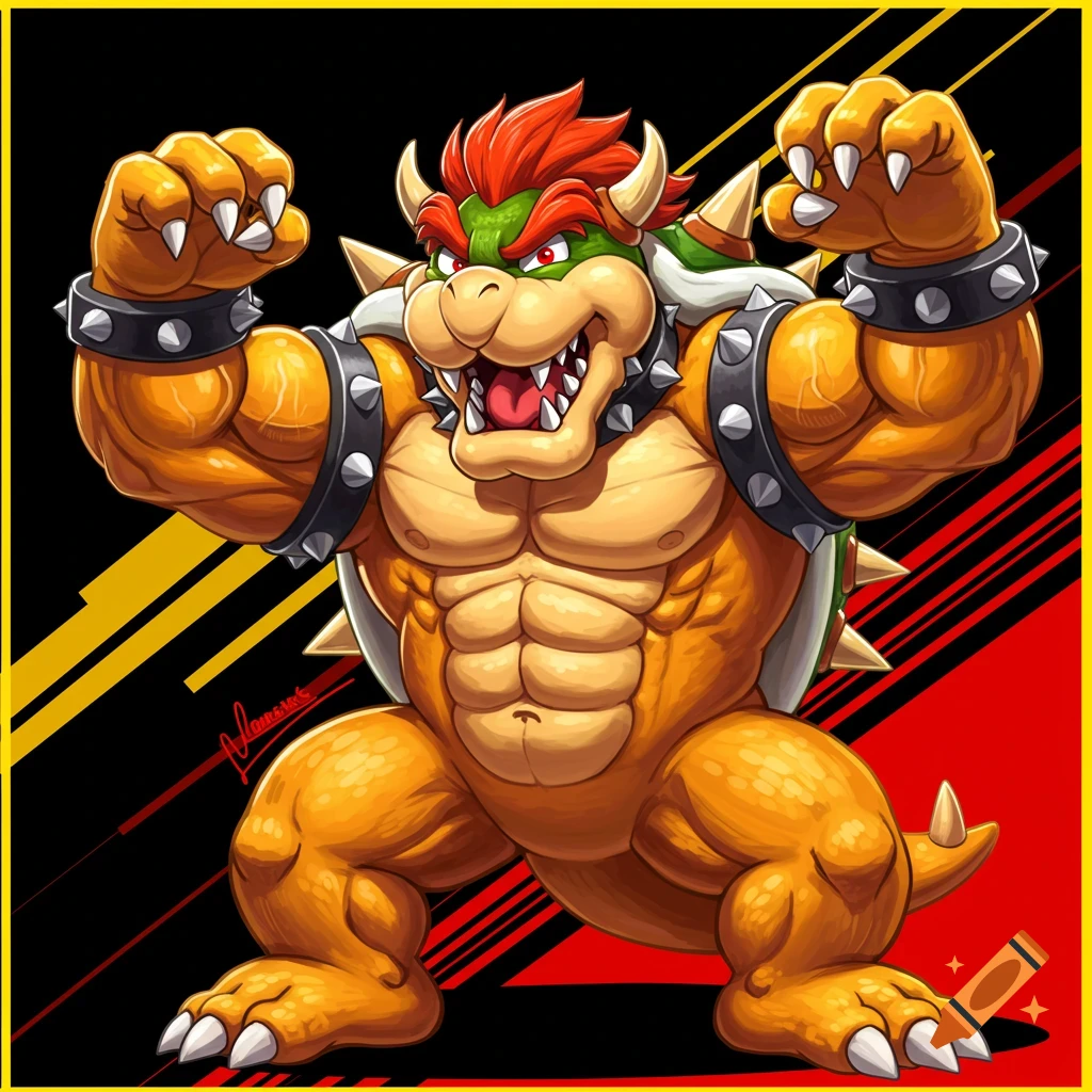 Bowser flexing on Craiyon
