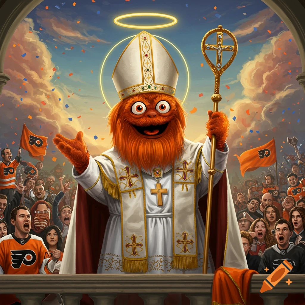 Gritty (Philadelphia Flyers mascot) as the Pope on Craiyon