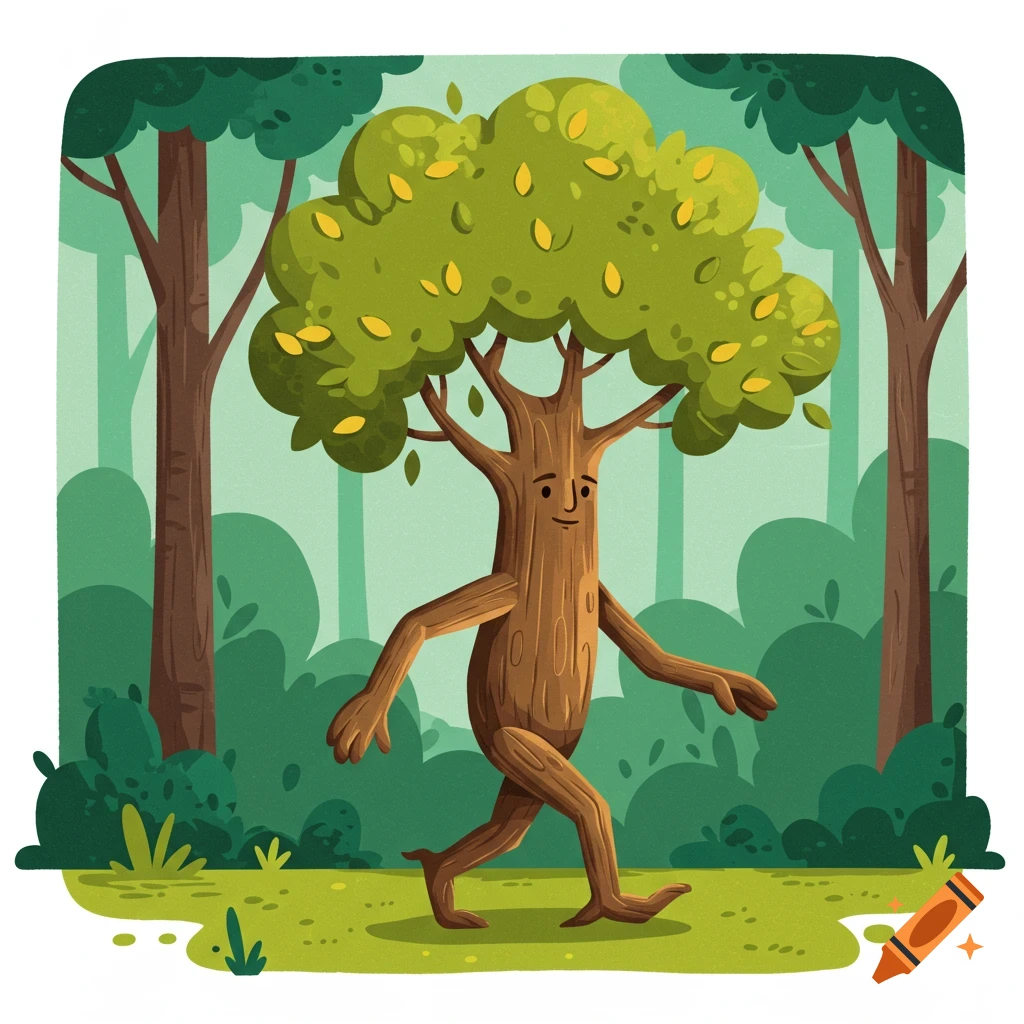Tree walking vector graphic on Craiyon