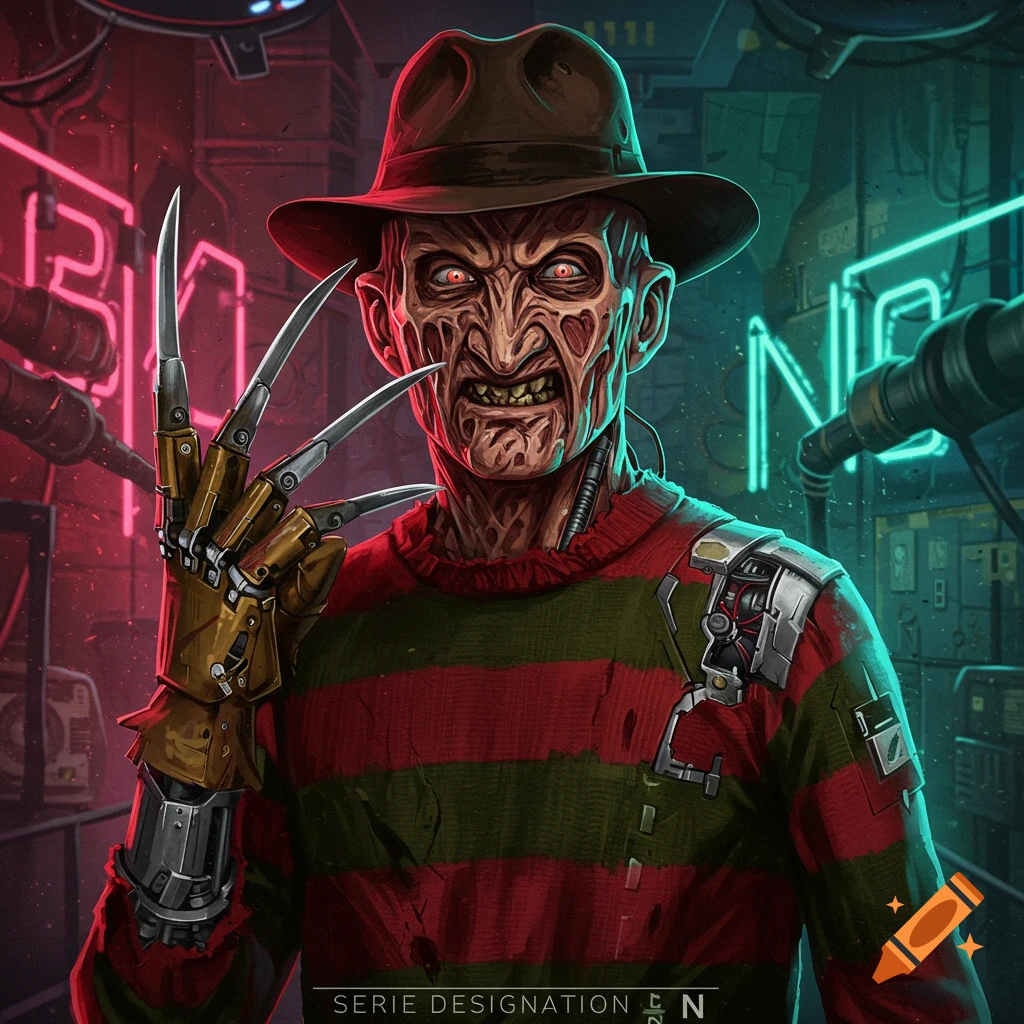 Freddy Krueger as Serial Designation N from Murder Drones on Craiyon