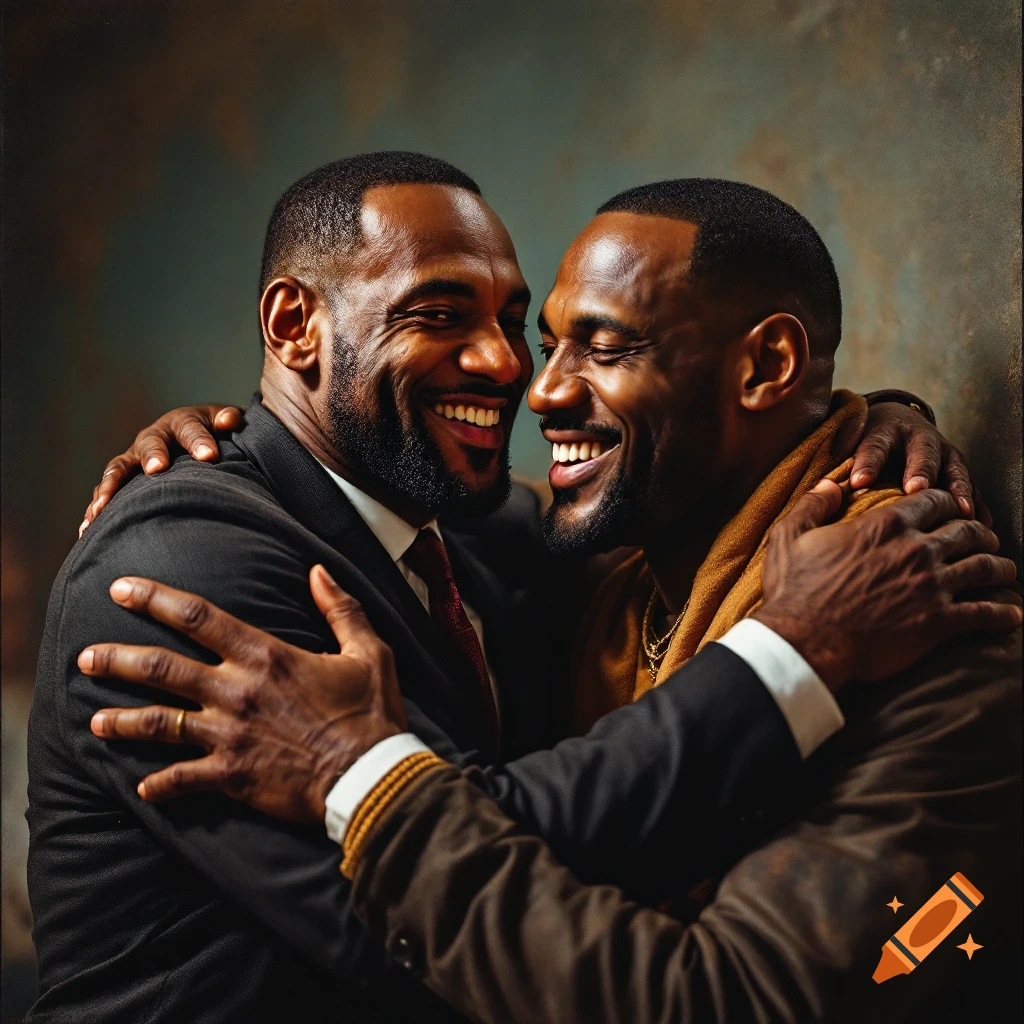 MLK and LeBron James hugging on Craiyon