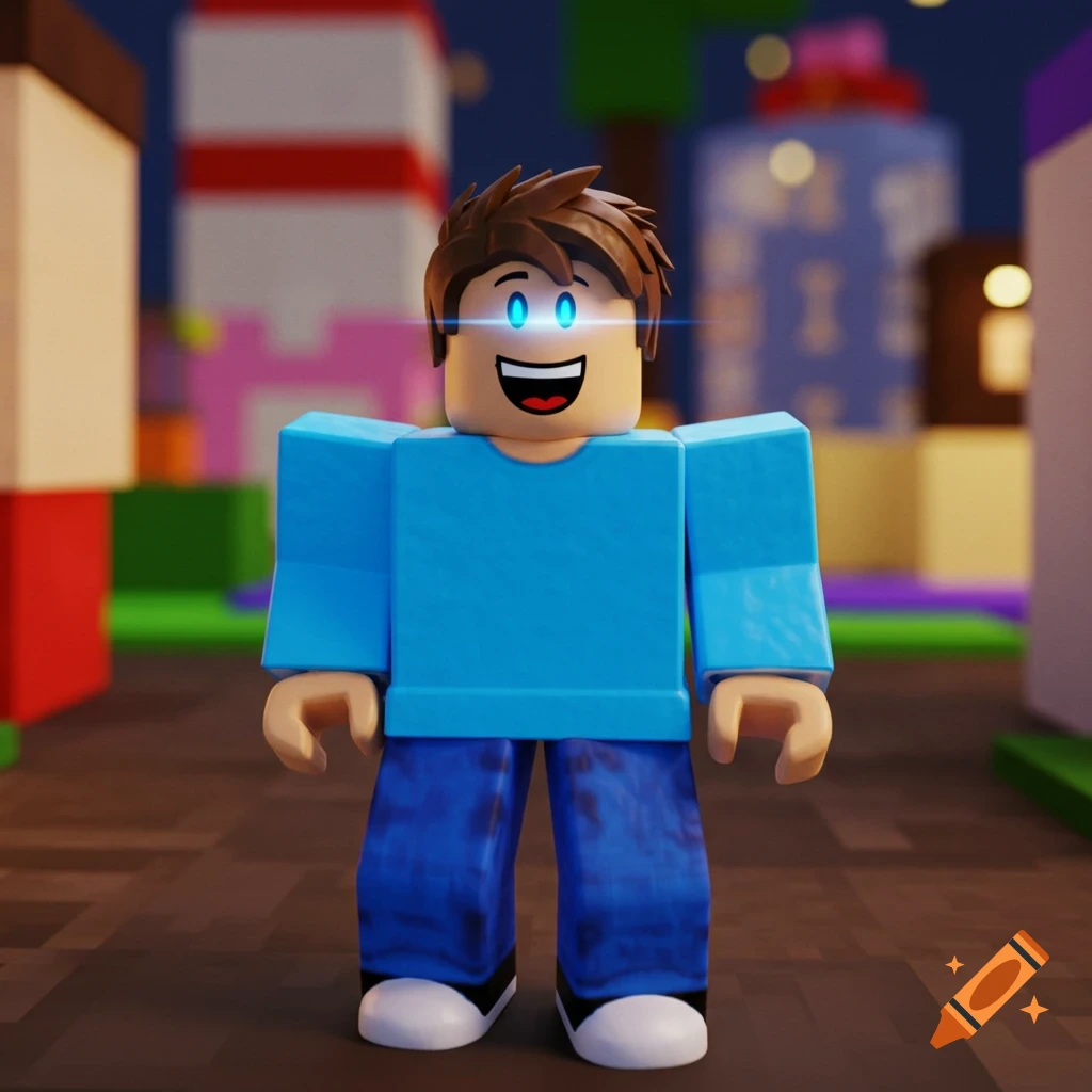 3D render of an orange blocky figure with a smiley face. on Craiyon