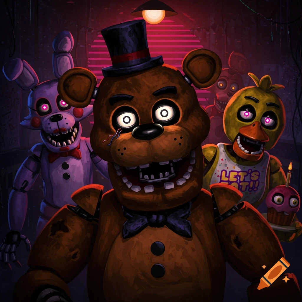 Five Nights at Freddy's characters on Craiyon