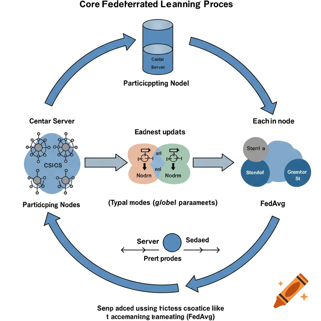 Diagram of the federated learning process on Craiyon