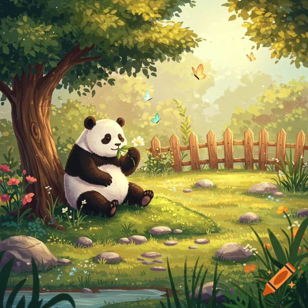 Panda in cottagecore style on Craiyon