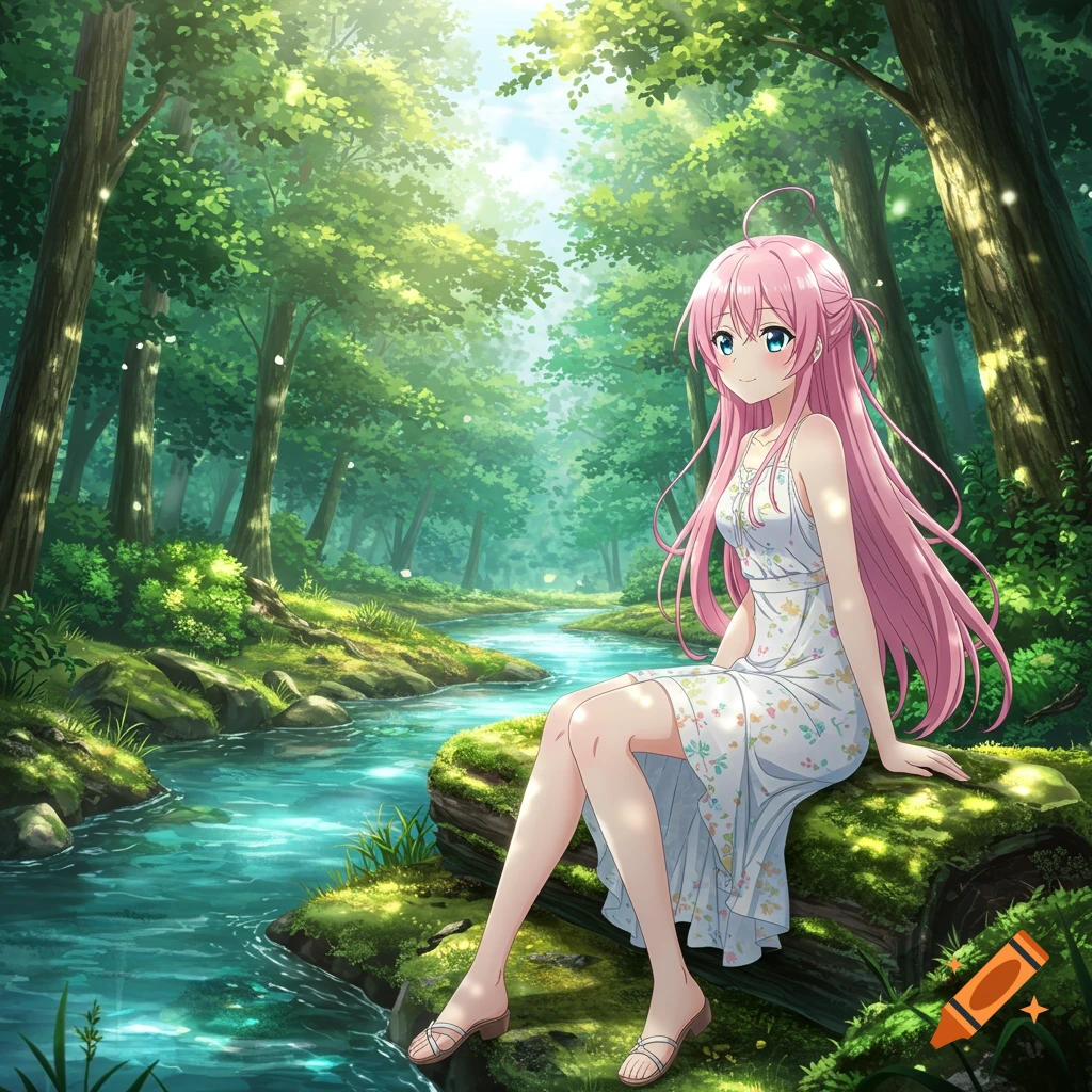 Female anime character swimming in mud, dynamic pose on Craiyon