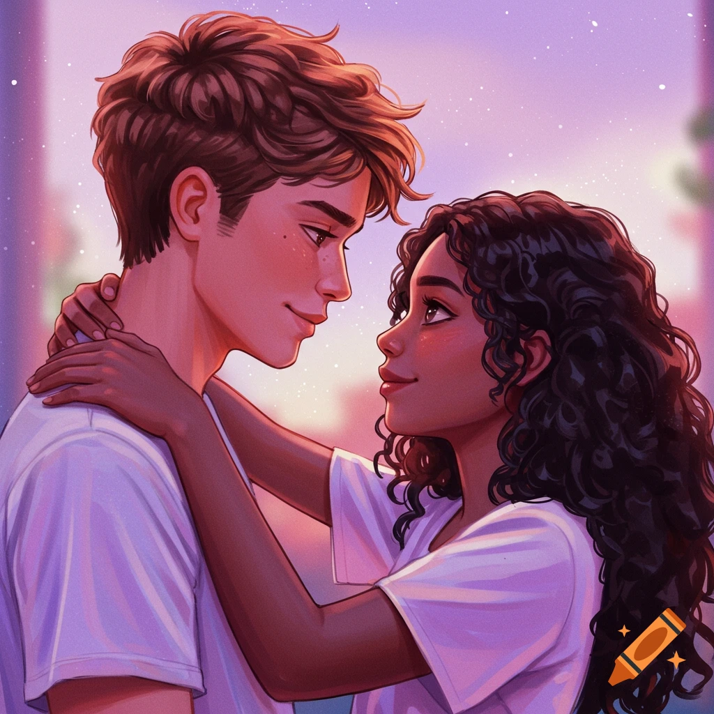 Two people embracing face to face on Craiyon