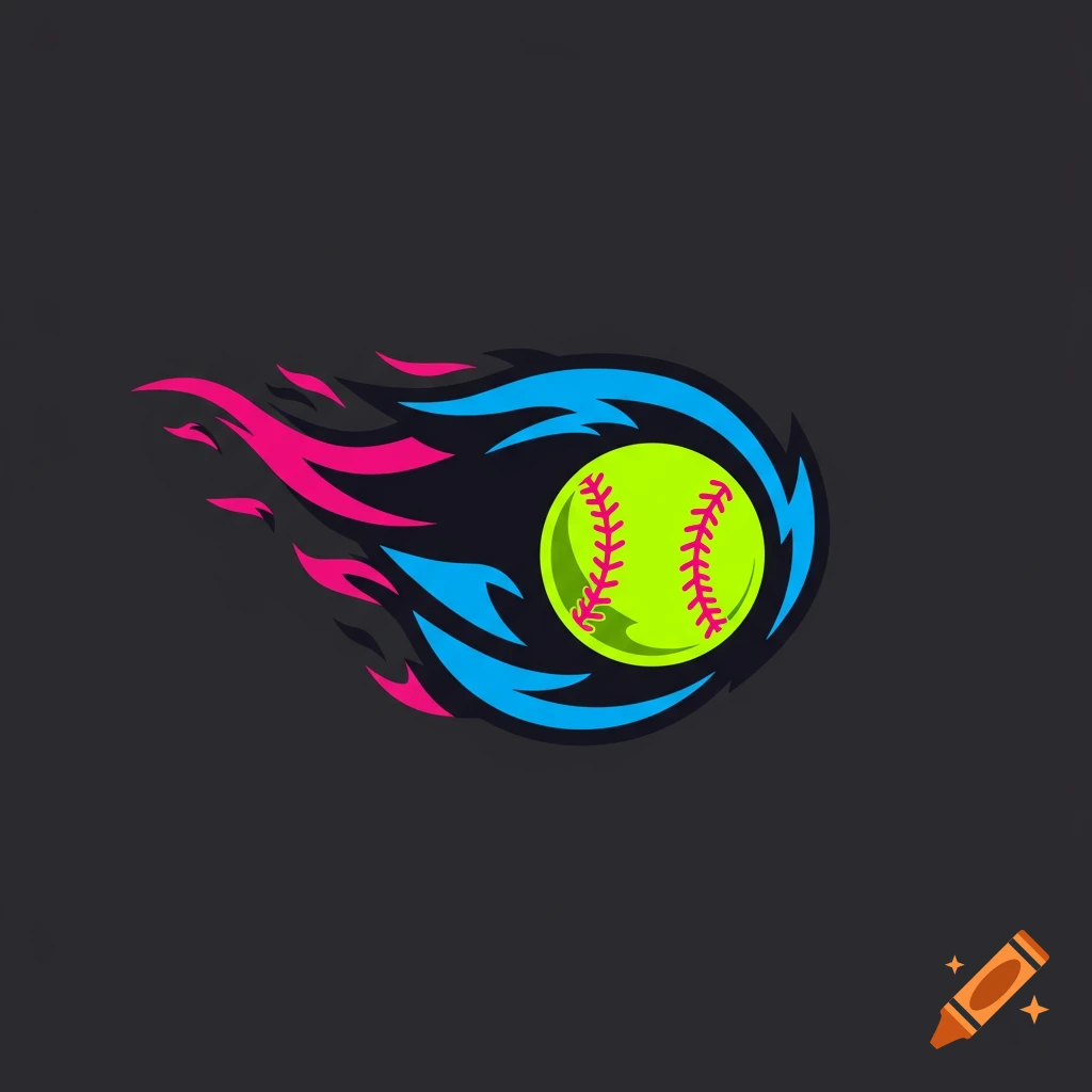 Blaze Elite travel softball team logo with neon colors on Craiyon