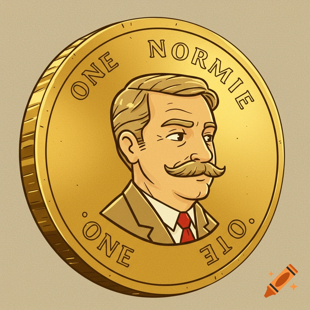 Cartoon gold coin with man's portrait on Craiyon