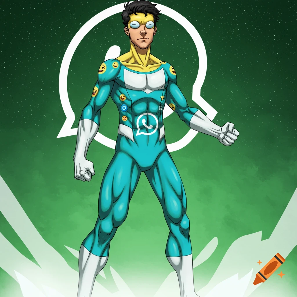 Invincible in a WhatsApp-themed suit on Craiyon