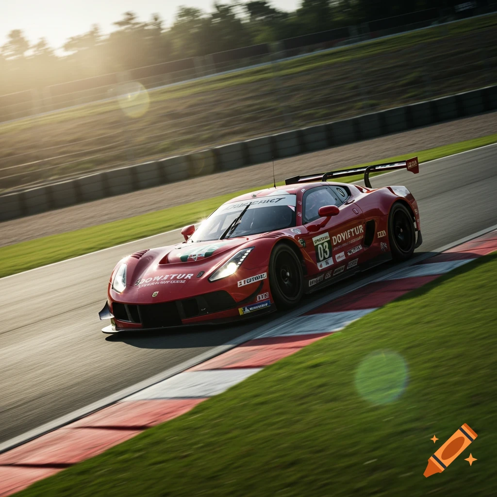Yellow sports car drifting on a race track. on Craiyon