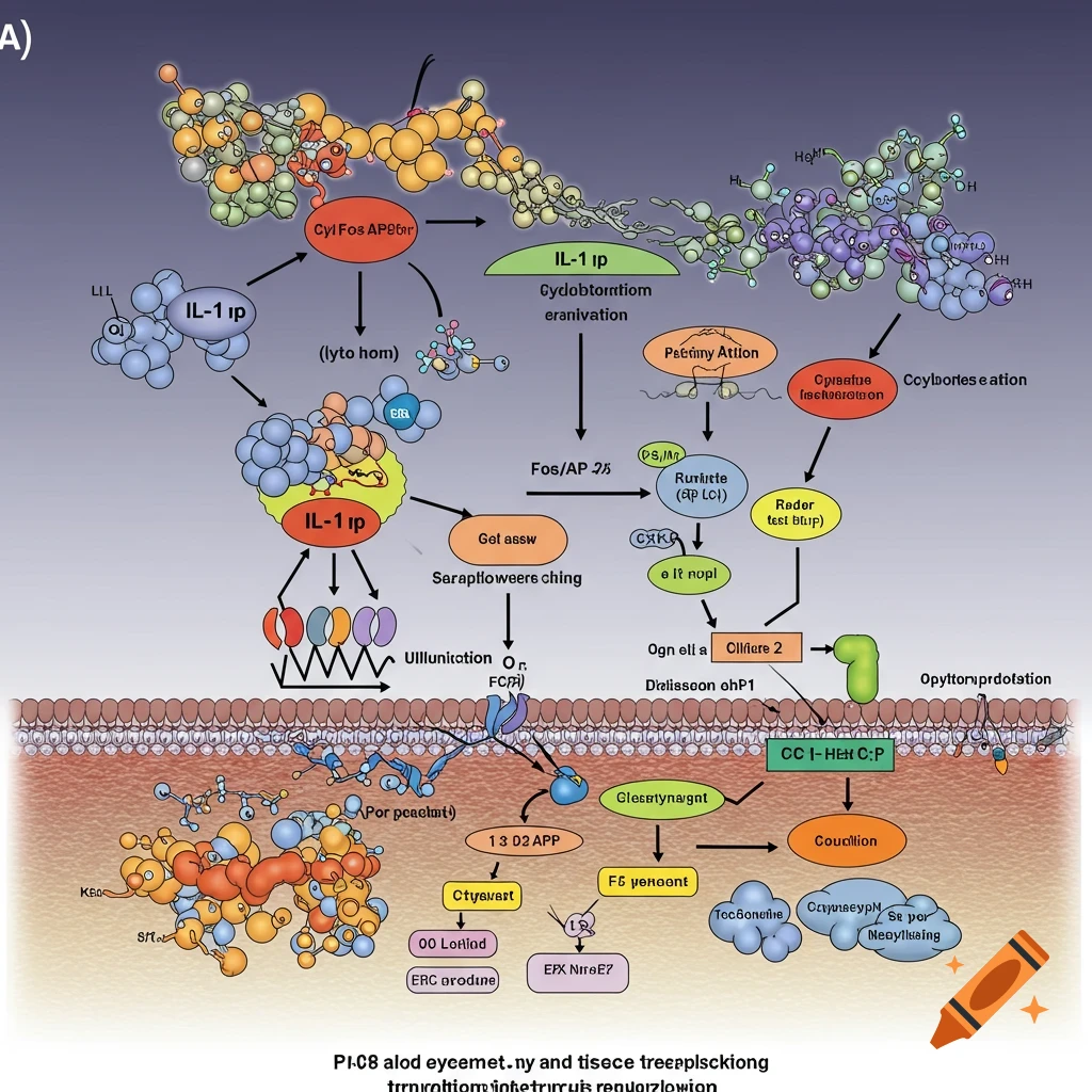Cytokine IL-1B activating transcription factor C-Fos/AP-1 illustration ...