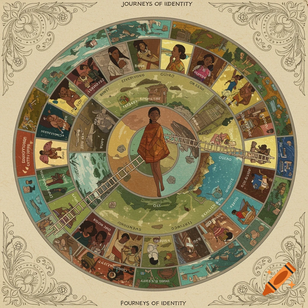 Journeys of Identity Board Game Outline on Craiyon
