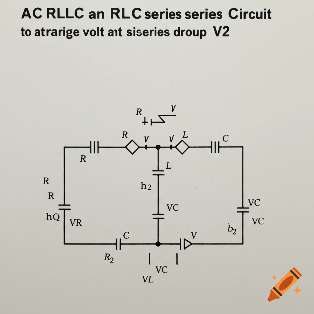 AC RLC series circuit schematic with inductor, resistor, and capacitor ...