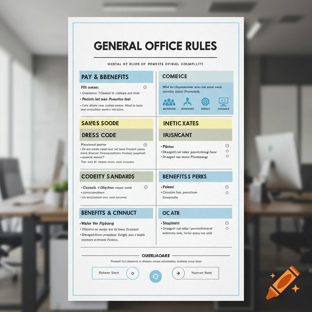 General Office Rules policy sheet on Craiyon