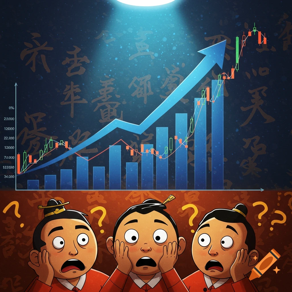 Cartoon illustration of three shocked people looking at an upward ...