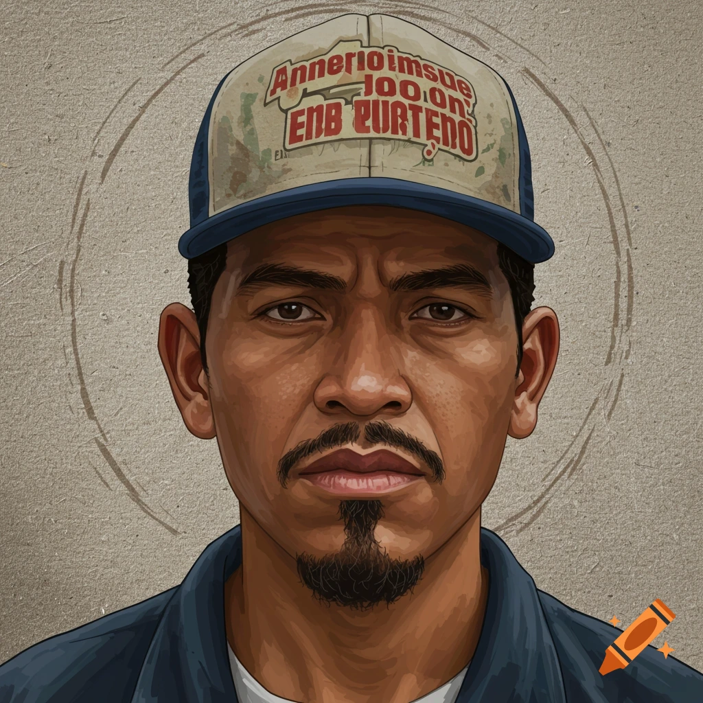 Portrait of a man wearing a cap on Craiyon