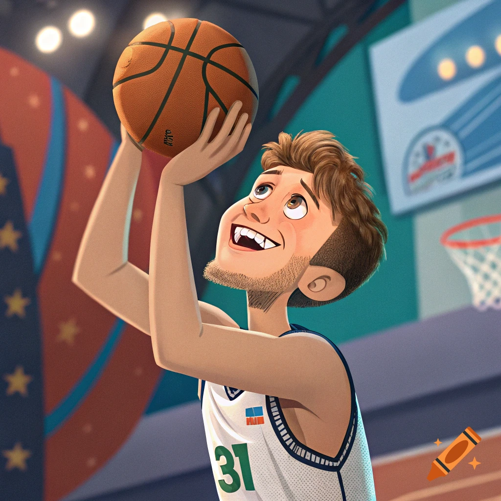 Cartoon Basketball Player Shooting