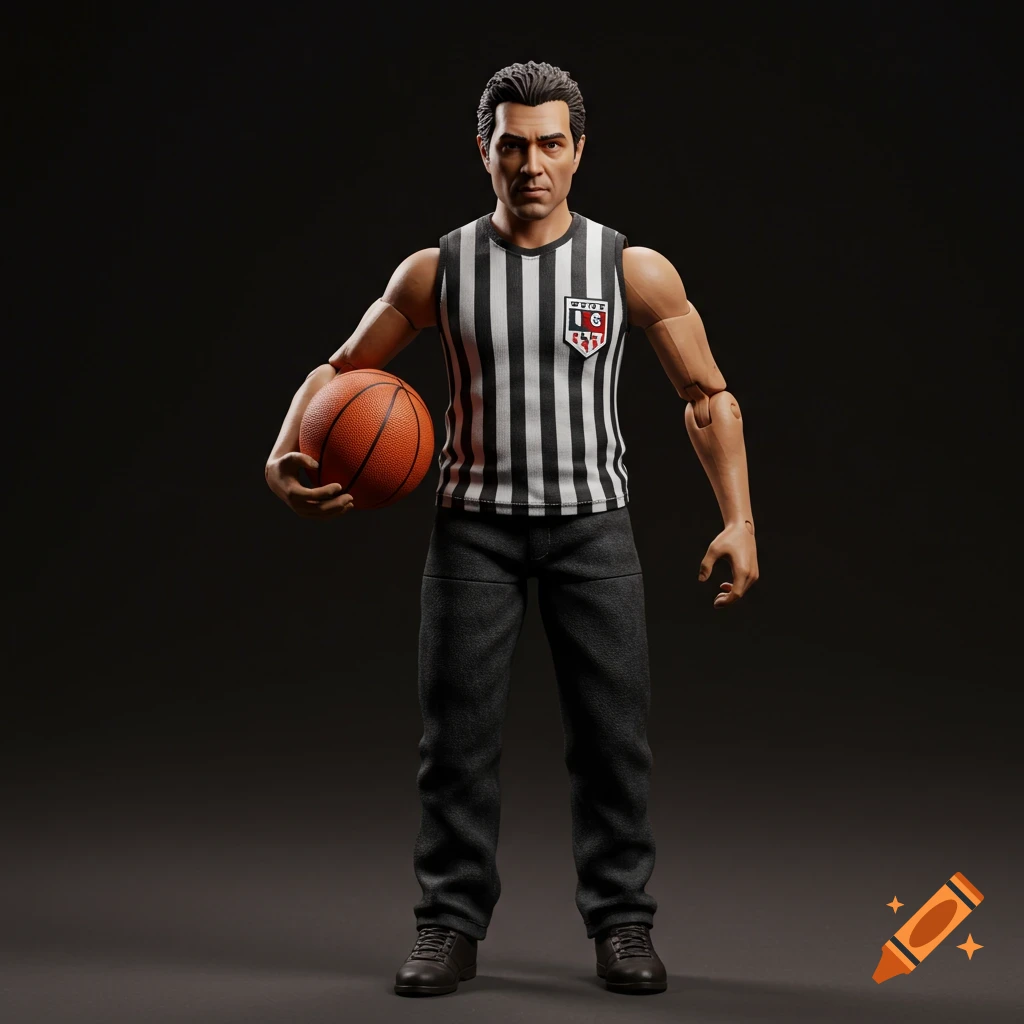Action figure of Greg, a basketball referee on Craiyon
