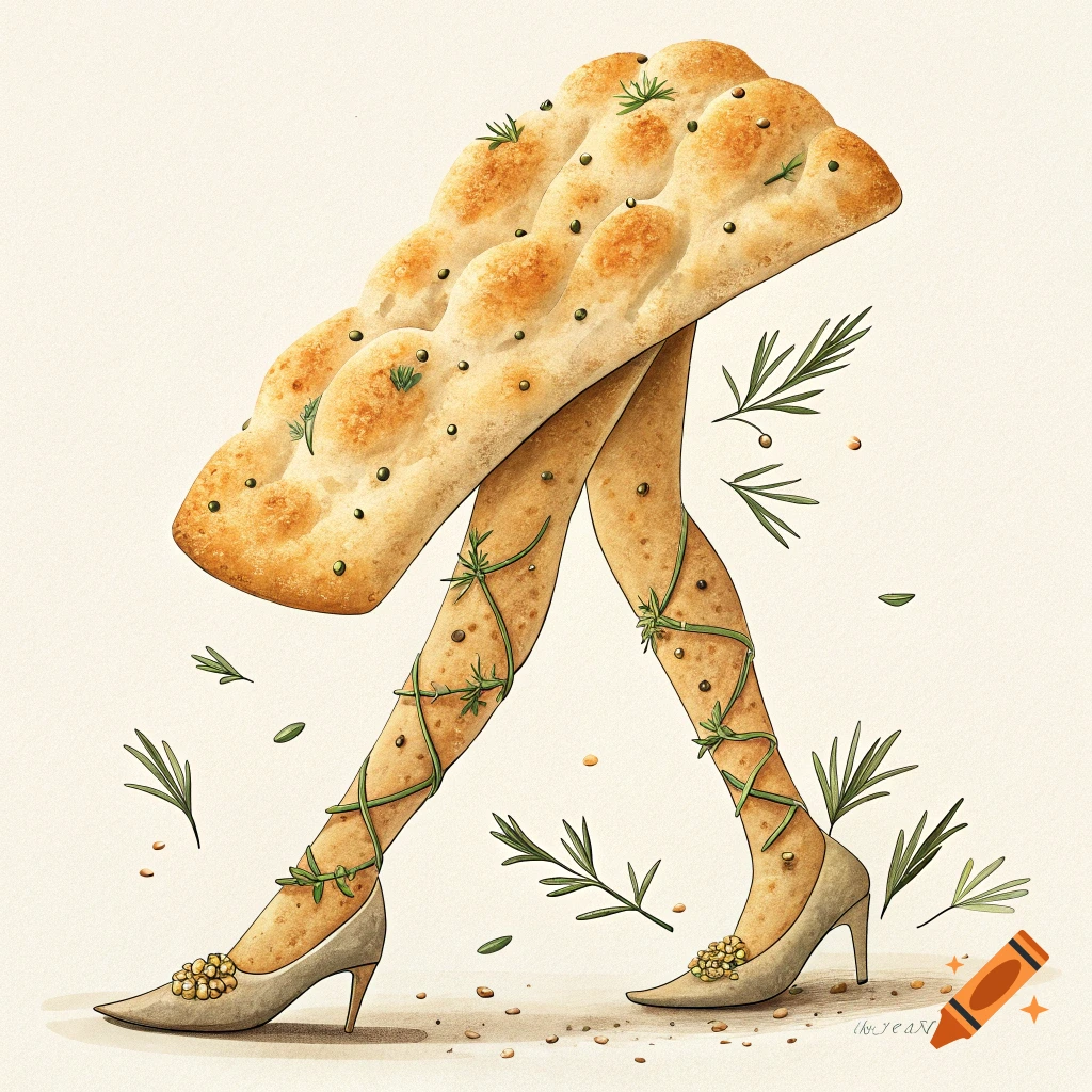 Fòccacia bread depicted as Cleopatra's legs on Craiyon