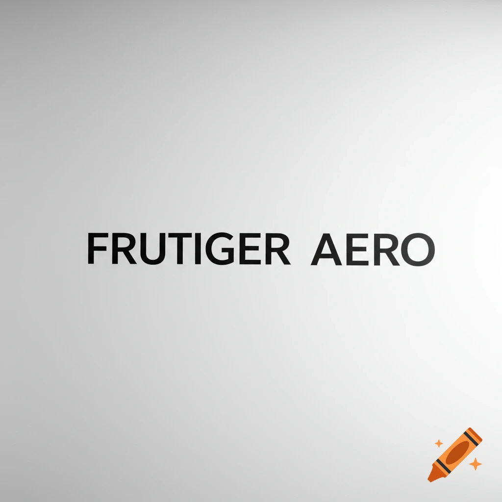 Black text FRUTIGER AERO on a light grey background on Craiyon