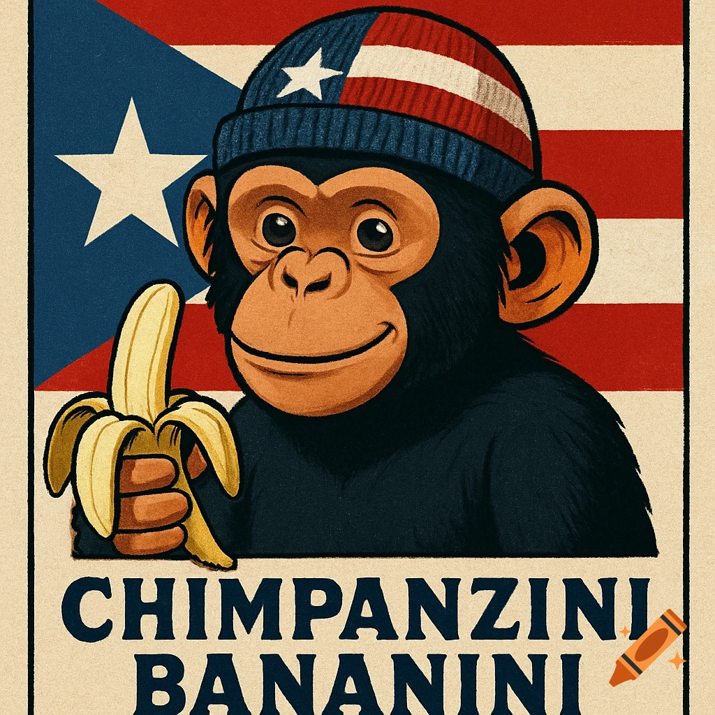 Chimpanzini bananini with Puerto Rican flag on Craiyon