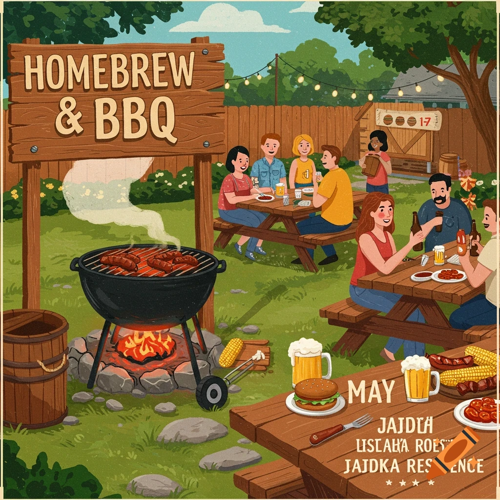 Homebrew & BBQ invitation at the Jaidka Residence on Craiyon