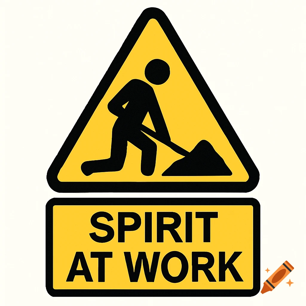 Spirit at Work sign in clip art style on Craiyon