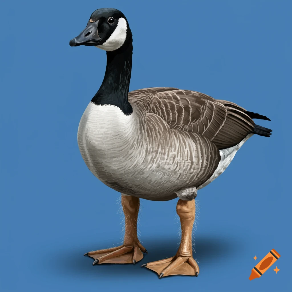 A Canada goose standing on hairy human-like legs. on Craiyon