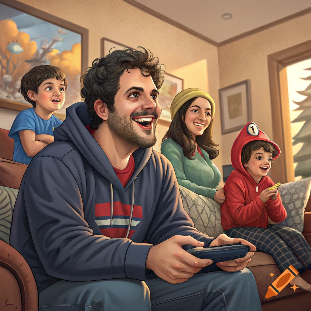 Ethan Klein with his family and Ian doing Fortnite dance on Craiyon